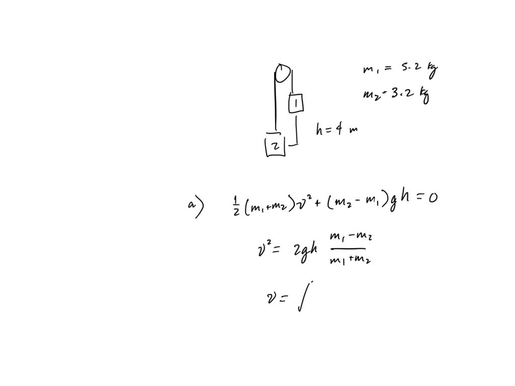 SOLVED: Two masses are connected by light string passing over light, frictionless pulley as in ...