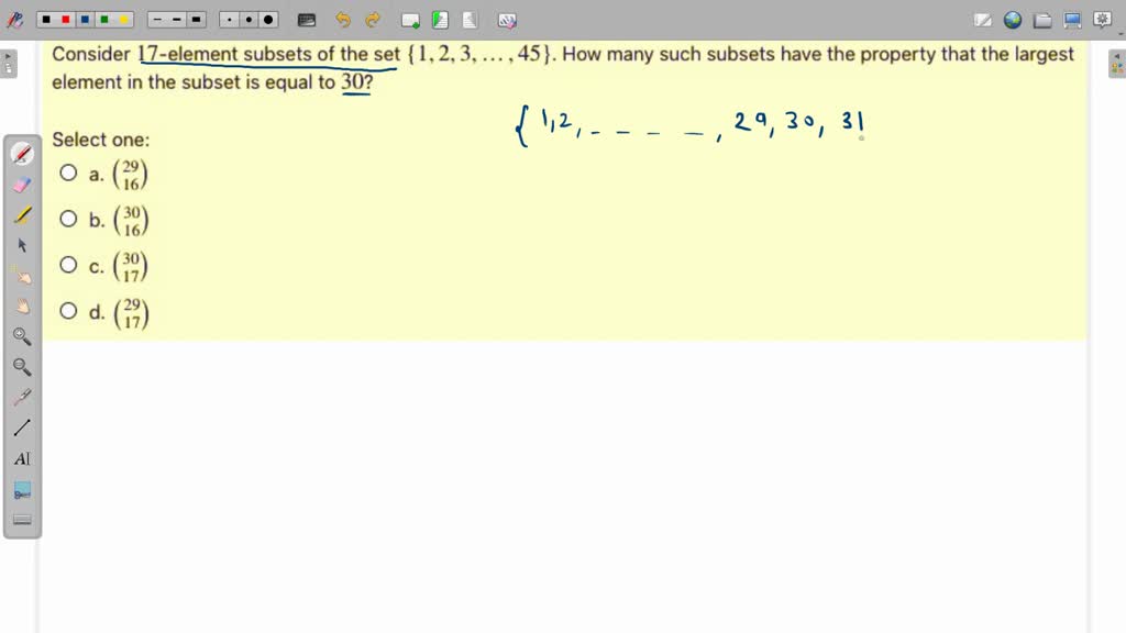 SOLVED: How many subsets of [20] ...(a) have smallest element 4 and ...