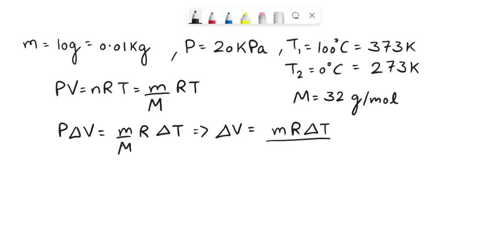 SOLVED: A mass of 10 g of oxygen fills a weighted piston-cylinder ...