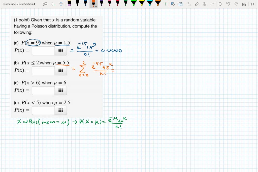 Solved Given That X Is A Random Variable Having A Poisson Distribution Compute The Following