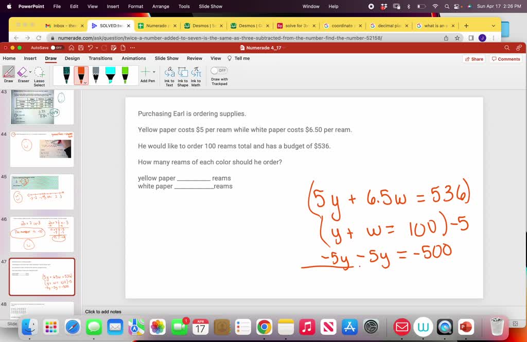 SOLVED: Purchasing Earl is ordering supplies. Yellow paper costs 5.00 ...