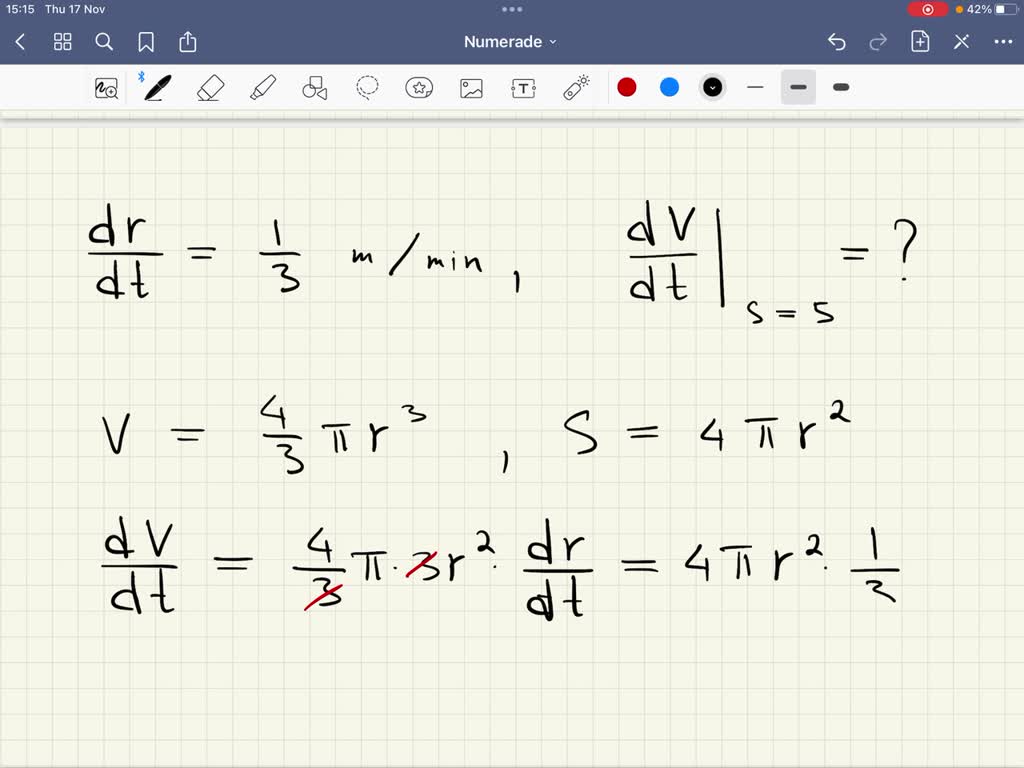 SOLVED: Suppose the radius of a sphere is increasing at the rate of 1 / ...