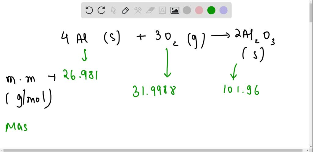 SOLVED: Aluminum reacts with oxygen to produce aluminum oxide. 4Al(s ...