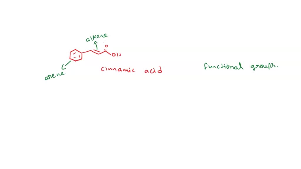 SOLVED: Below is the structure of trans-cinnamic acid. Which functional ...