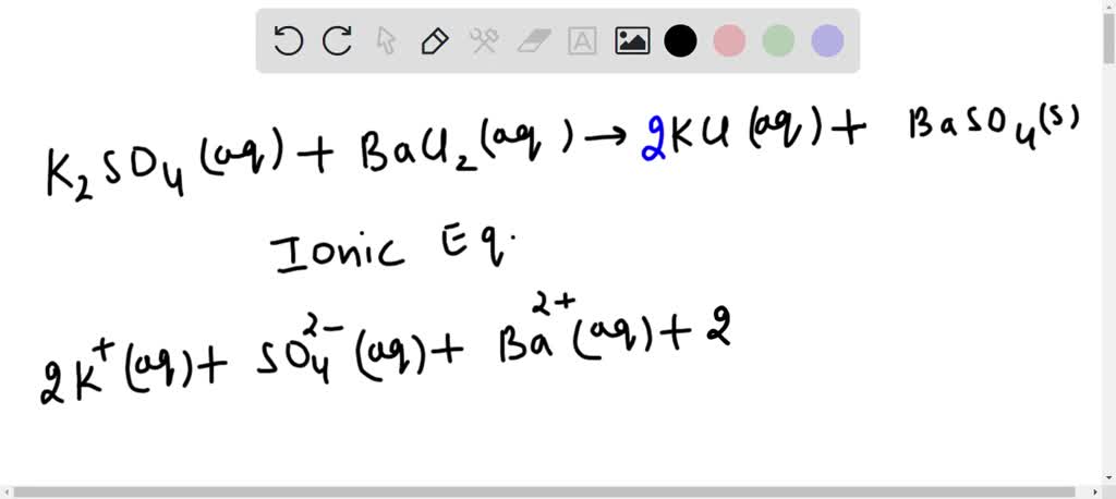 SOLVED: In the reaction of aqueous solutions of potassium sulfate and barium chloride, the net ...