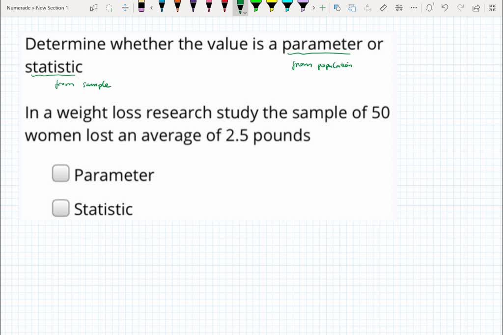 Solved Determine Whether The Value Is Parameter Or Statistic In A