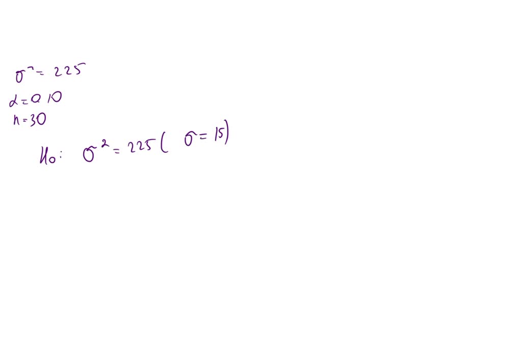 Solved Using The Chi Square Distribution Table σ2225 α010 N30 6538