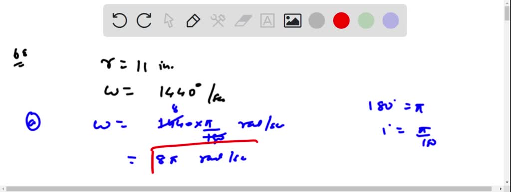 Each blade of a fan has a radius of [ inches. If the fan's rate of turn ...