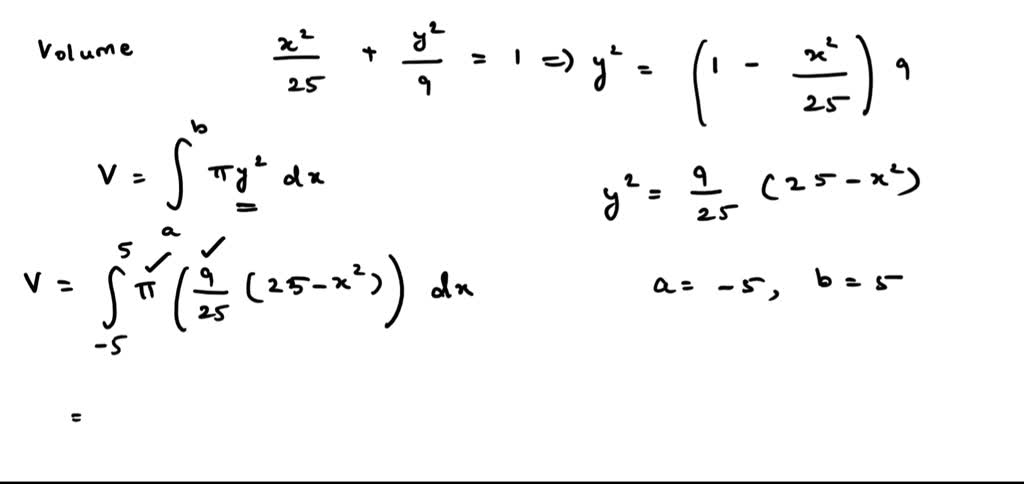 SOLVED: 33. Compute the volume swept out when the top half x2 y2 of the ...