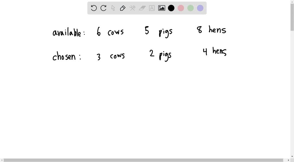 A farmer buys 3 cows, 2 pigs, and 4 hens from a man who has 6 cows, 5 ...
