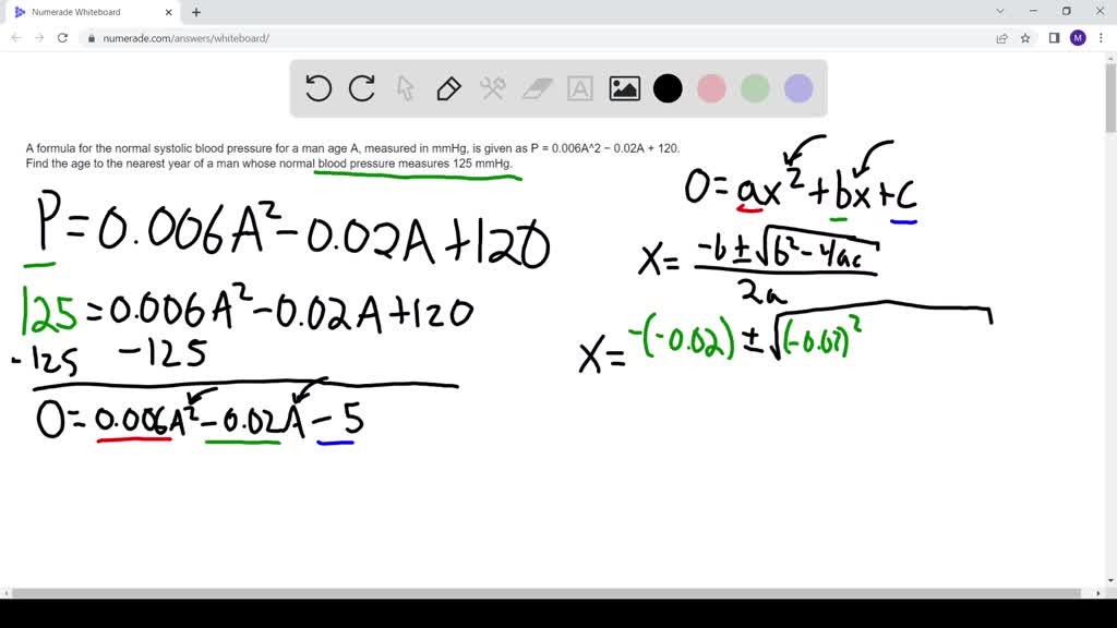 SOLVED: A formula for the normal systolic blood pressure for a man age ...