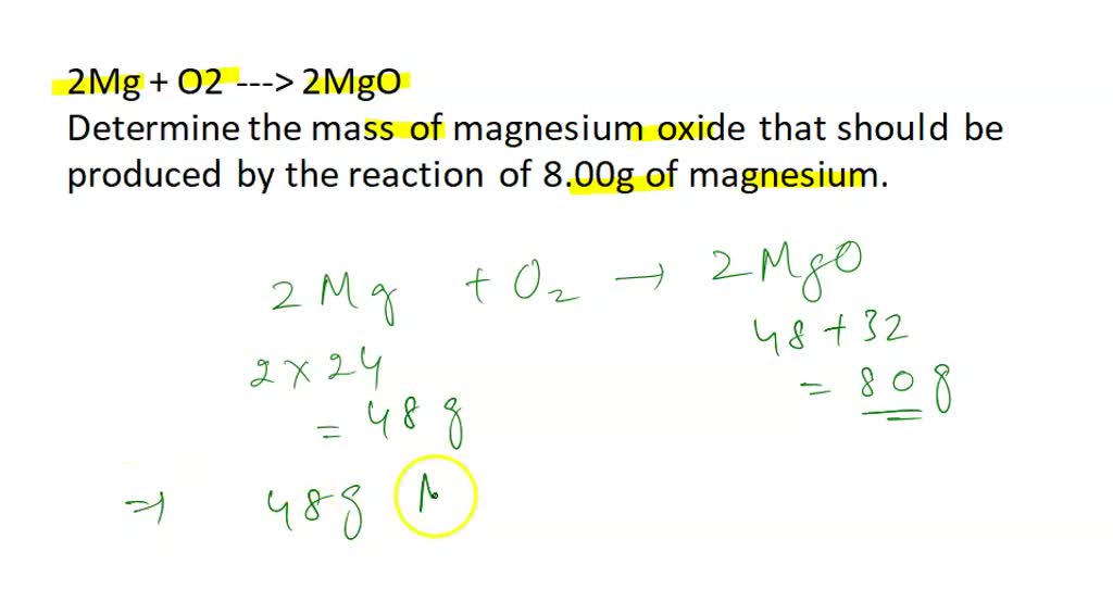 SOLVED: Magnesium reacts with oxygen in air to produce magnesium oxide ...