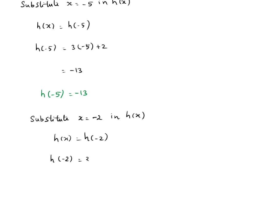 SOLVED: The function h is defined by the following rule h (x)=3x+2 Complete the function table X ...