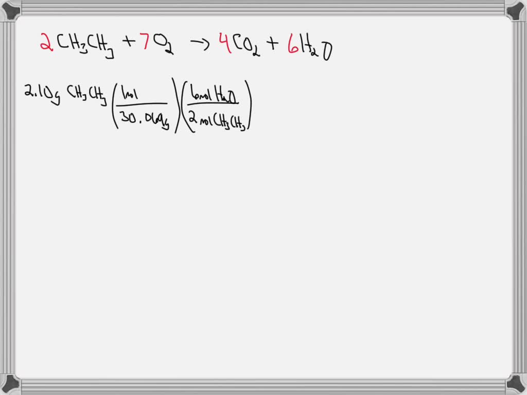 SOLVED: Text: Gaseous ethane (CH3CH3) will react with gaseous oxygen ...