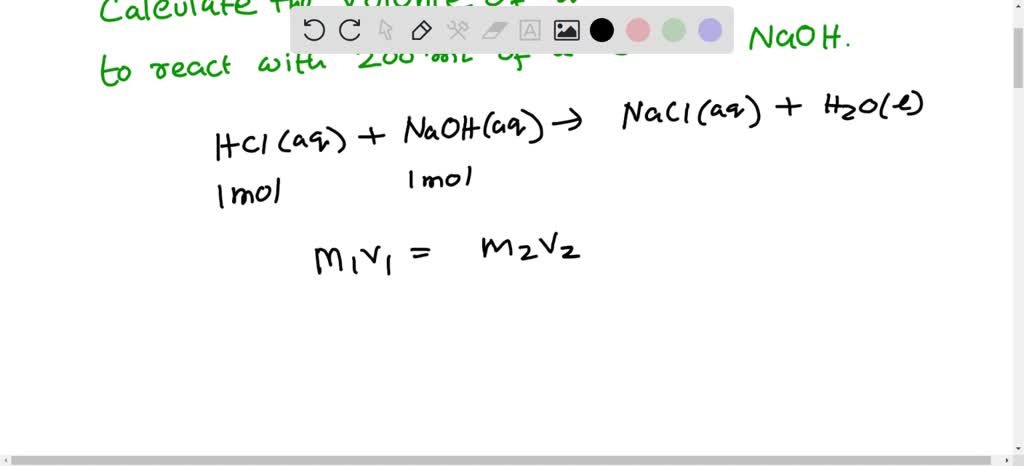 SOLVED: Calculate the volume of 2.50 M HCl needed to react with 200.0 mL of a 3.50 M NaOH solution.