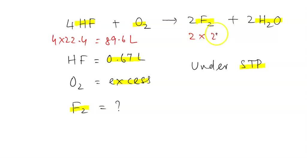 SOLVED: How many liters of fluorine gas can be produced when 0.67 L of ...