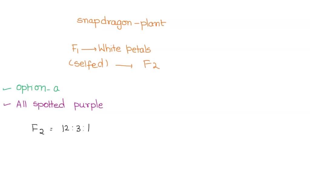 SOLVED: A snapdragon plant that bred true for white petals was crossed ...