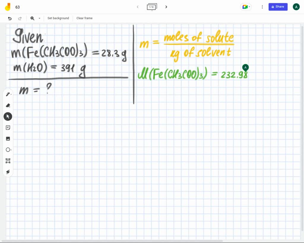 SOLVED: An aqueous solution is made by dissolving 28.3 grams of iron ...