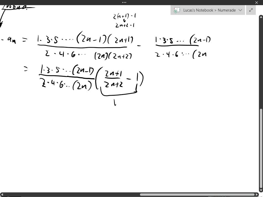 SOLVED: Use the Monotone Convergence Theorem to show that the following sequence 1 .3 . 5 . (2n ...