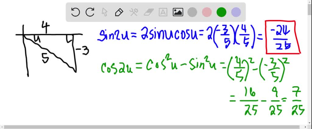 SOLVED: Use the given conditions to find the exact values of sin(2u ...