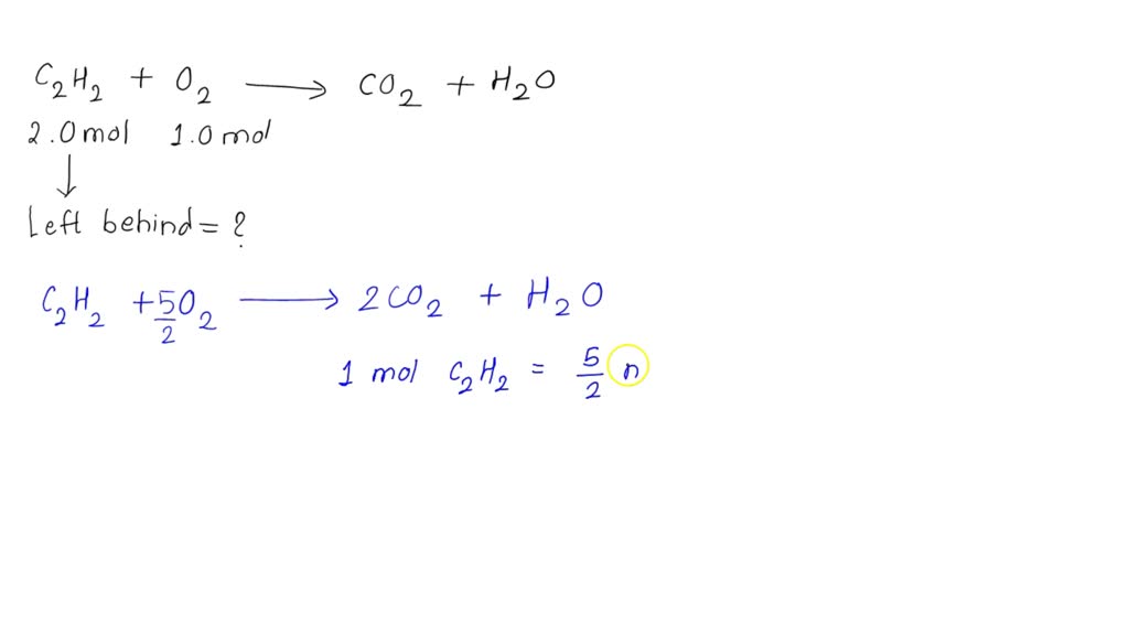 SOLVED: Acetylene C2H2 gas and oxygen O2 gas react to form carbon ...