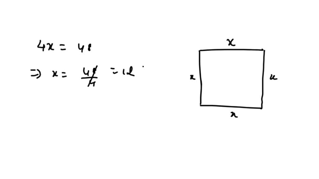 SOLVED: The perimeter of a square patio is 48 feet. What are the ...