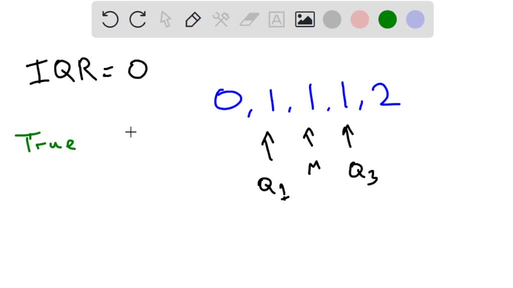 SOLVED: True or false. If the IQR of a dataset is 0, then any ...