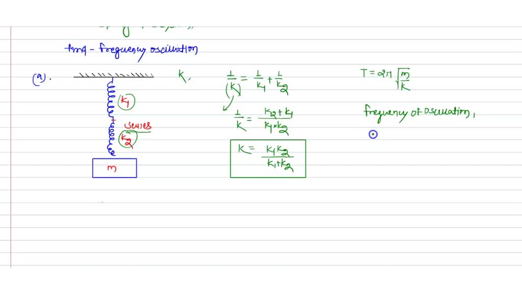 SOLVED: Find the frequency of oscillation of mass m suspended by two ...