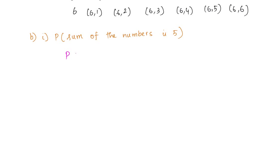 SOLVED: 1. Two fair dice each with faces numbered 1 to 6 are thrown ...