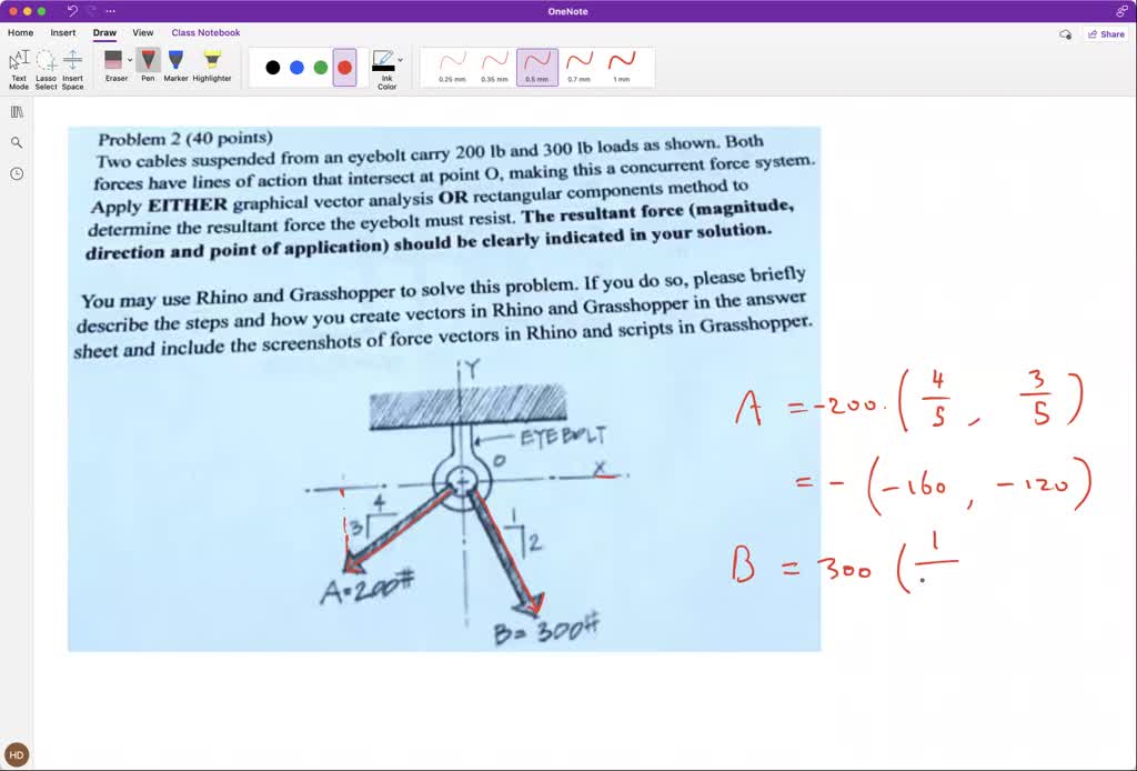 SOLVED: Problem 2 (40 points): 300 lb loads as shown. Two cables suspended from an eyebolt carry ...