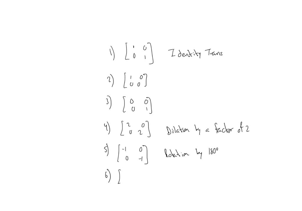 SOLVED: point) Match each linear transformation with its matrix. 2| o] A. Projection onto the y ...