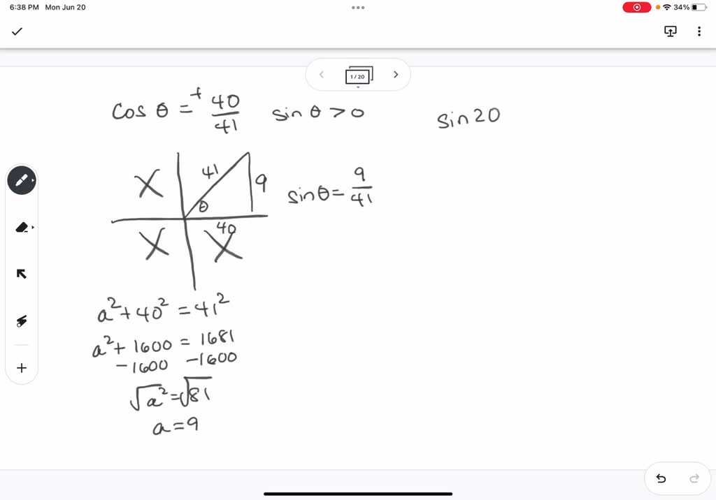 SOLVED: 45 Given that sin 0 = 53 and cos 0