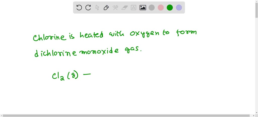 SOLVED: Chlorine is heated with oxygen to form dichlorine monoxide gas ...