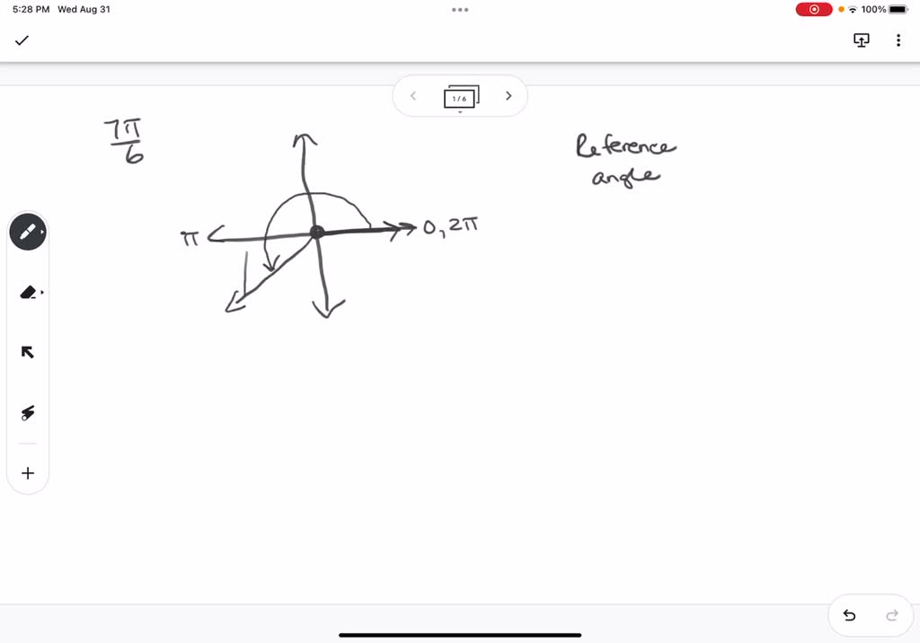 SOLVED: Consider the following. t= 7? / 6 (a) Find the reference number t for the value of t. t ...