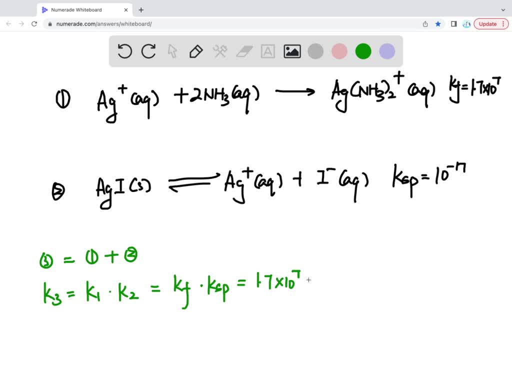 The overall Kf for the complex ion Ag(NH3)2+ is 1.7 x 107. The Ksp for ...