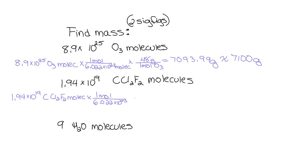 SOLVED: Calculate the mass in g of each sample express the mass in two ...