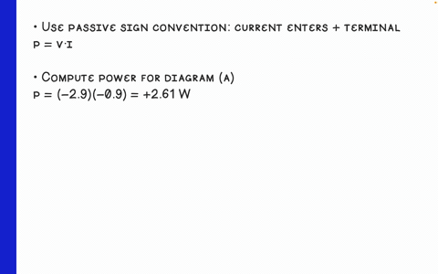 Calculating Power Using the Passive Sign Convention + 1 v