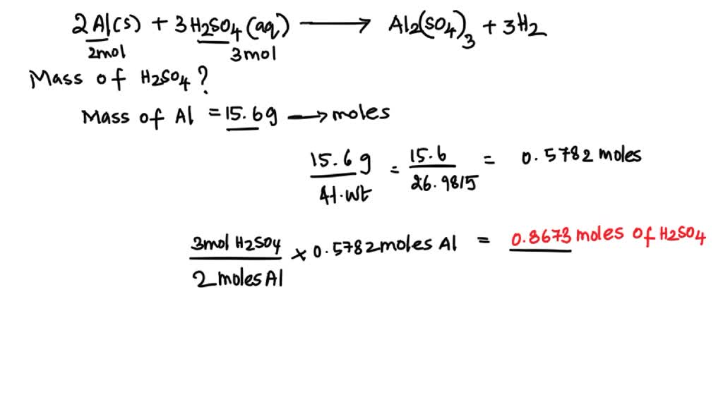 SOLVED: Sulfuric acid dissolves aluminum metal according to the ...