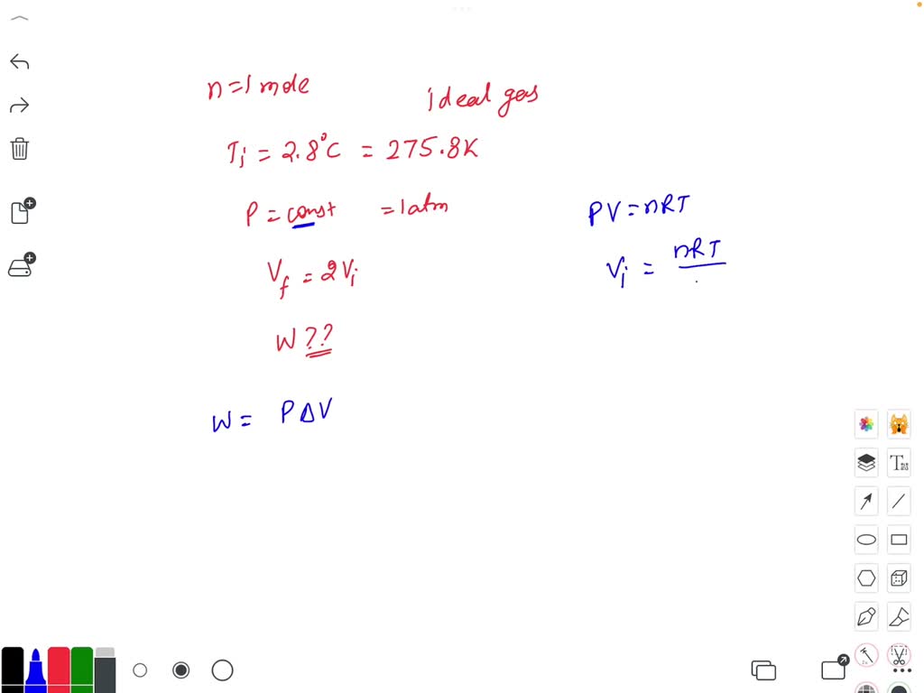 SOLVED: One mole of an ideal gas initially at a temperature of T = 2.48Â°C undergoes an ...