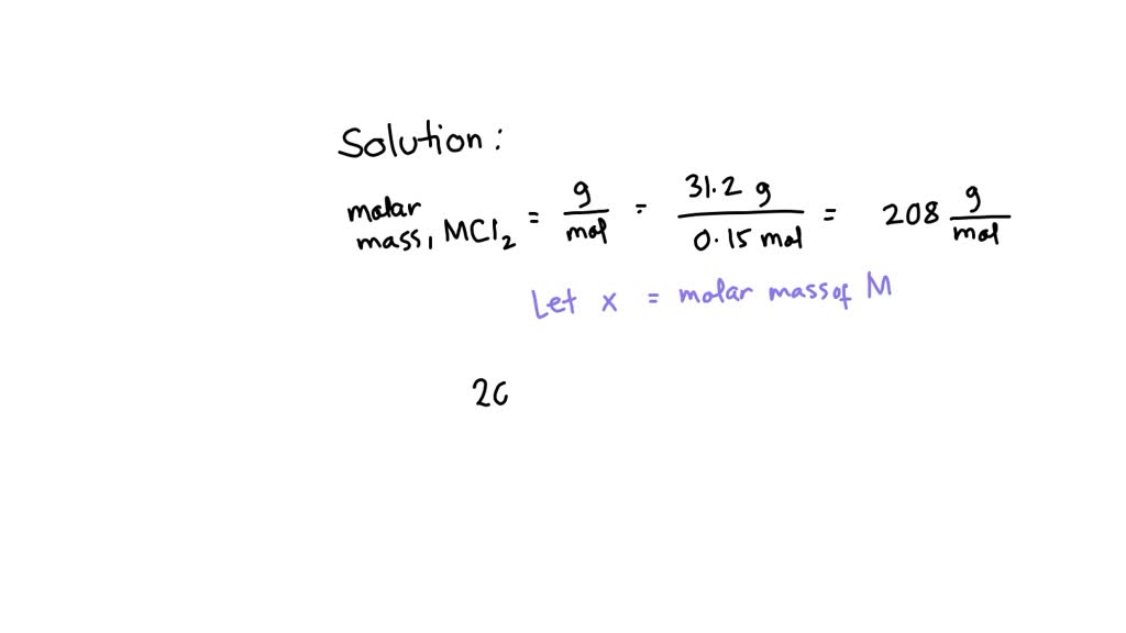 SOLVED: A compound has the formula MClâ‚‚ where M is a metal (not Mg or ...