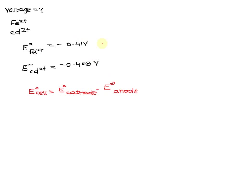 SOLVED: (a) Compute the voltage at 25Â°C of an electrochemical cell consisting of pure cadmium ...