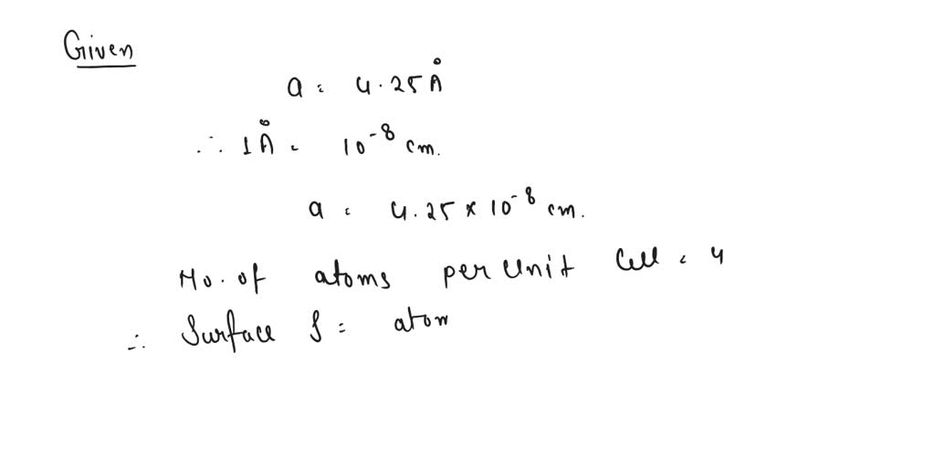 SOLVED: Consider the FCC unit cell below.The unit cell has an edge ...
