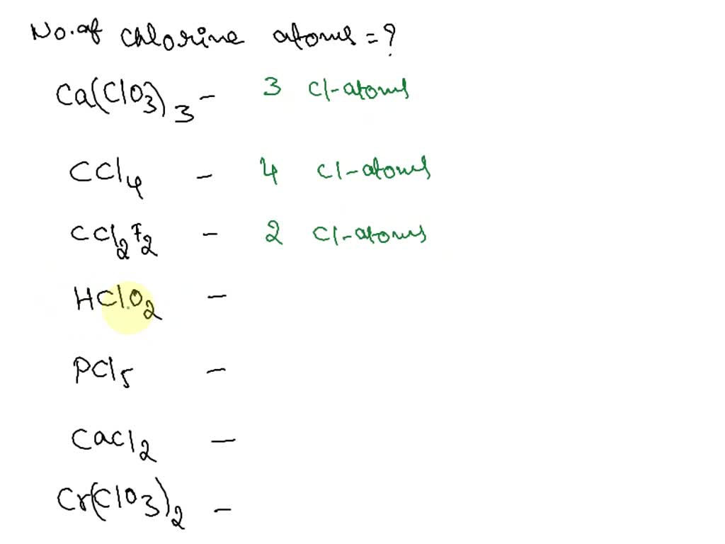 SOLVED: Classify each compound by the number of chlorine atoms ...