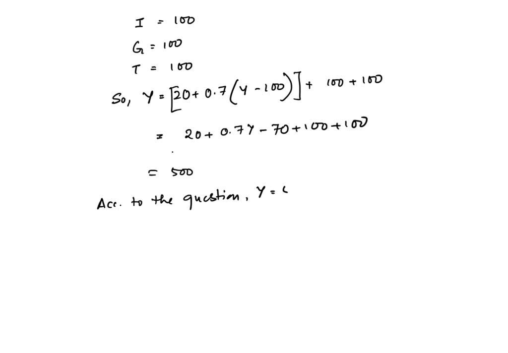 SOLVED: Using the Keynesian-cross analysis, assume that the consumption function is given by C ...