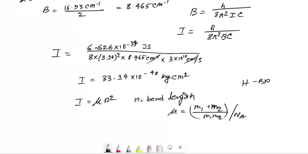 Solved Et1b 8 B The Wavenumber Of The J 1 0 Rotational Transition