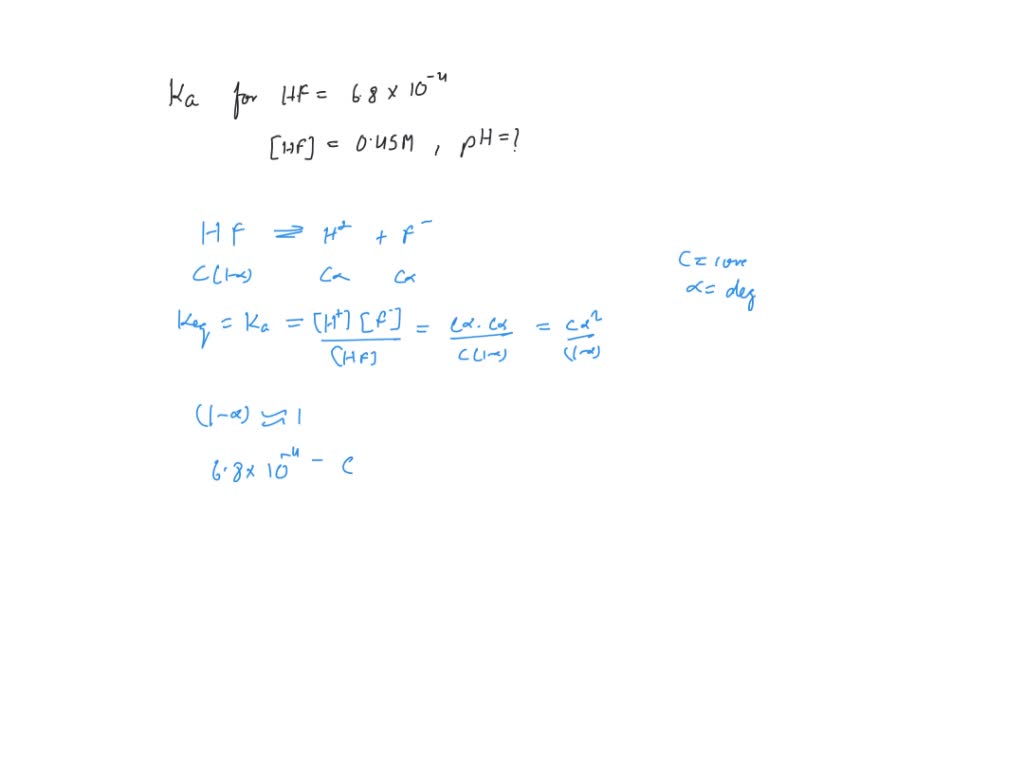SOLVED: The acid dissociation constant (Ka) of hydrofluoric acid (HF ...