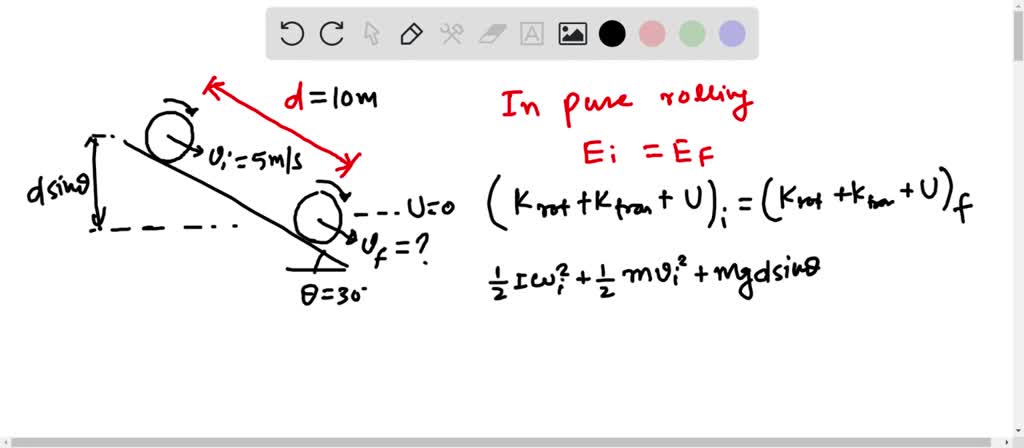 SOLVED: A disk (m =3kg) with moment of inertia (I = 5 N*m) rolls down a ramp (starting from the ...