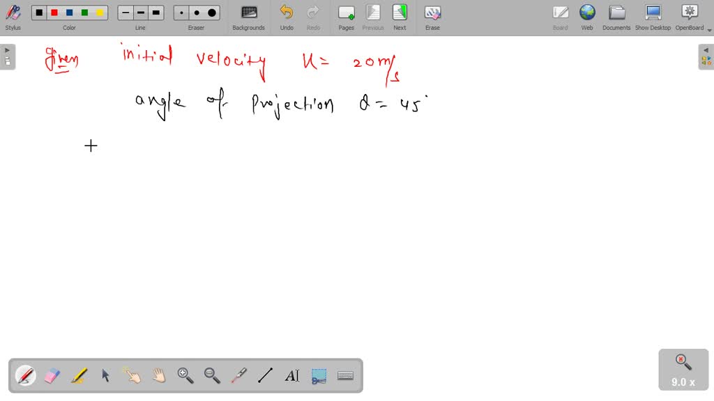 SOLVED: Calculate the maximum range if initial velocity of projectile object (200 grams) is 20 m ...