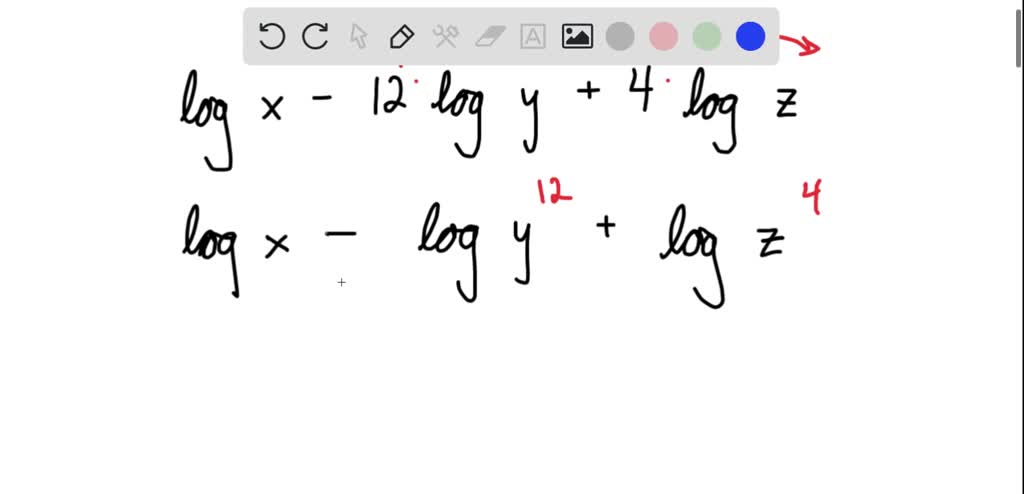 SOLVED: Condense the expression to a single logarithm using the properties of logarithms. log(x ...
