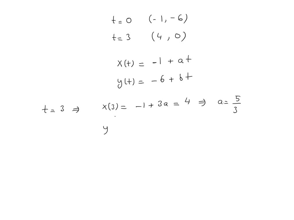 SOLVED: Given the information below, define set of parametric equations e(t) and y(t) to model ...